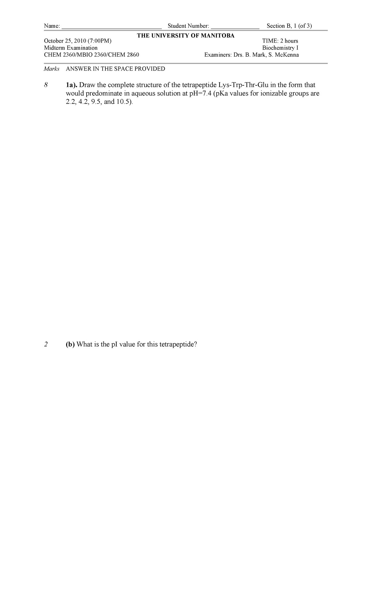 Midterm 2010, questions - Name ...