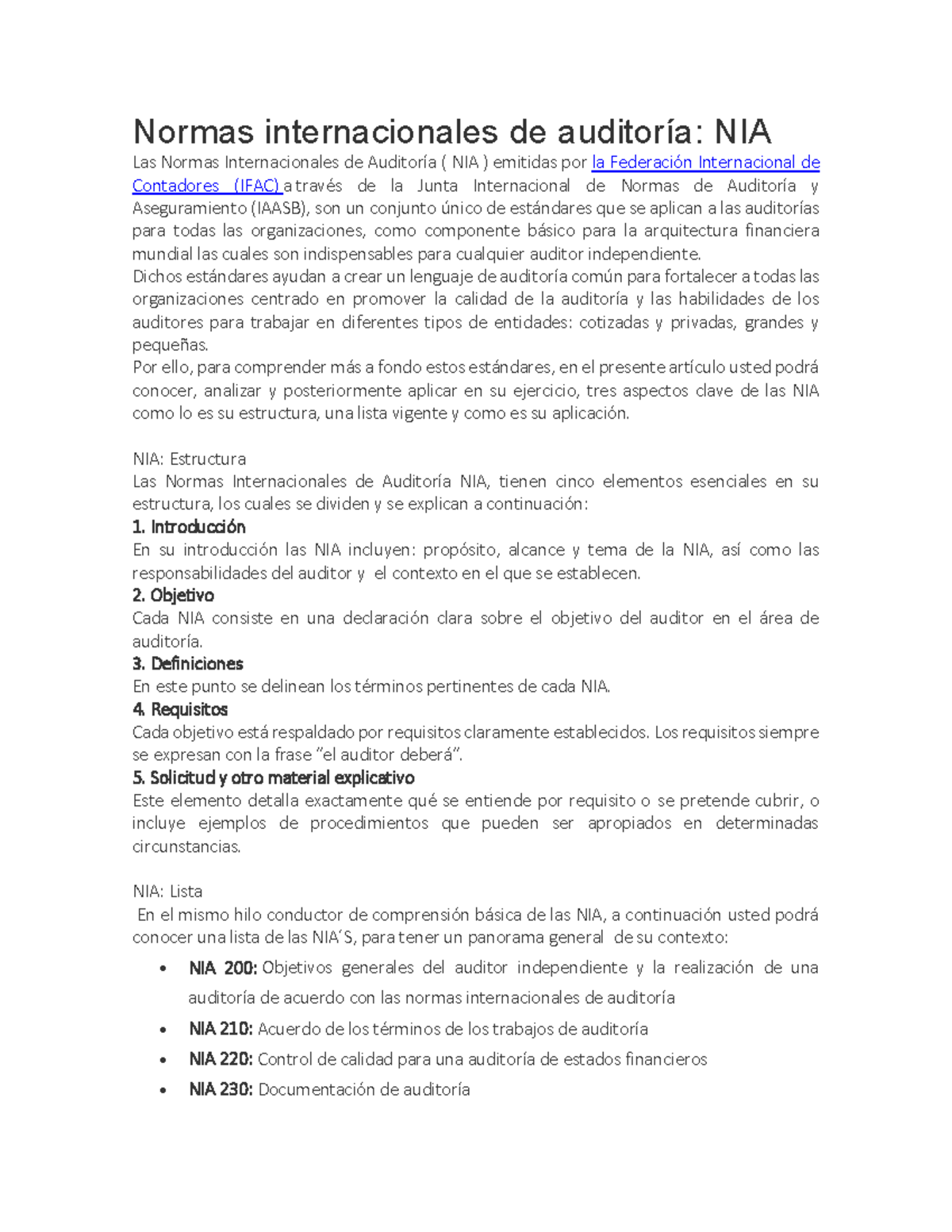Lectura NIA - Normas internacionales de auditoría: NIA Las Normas ...