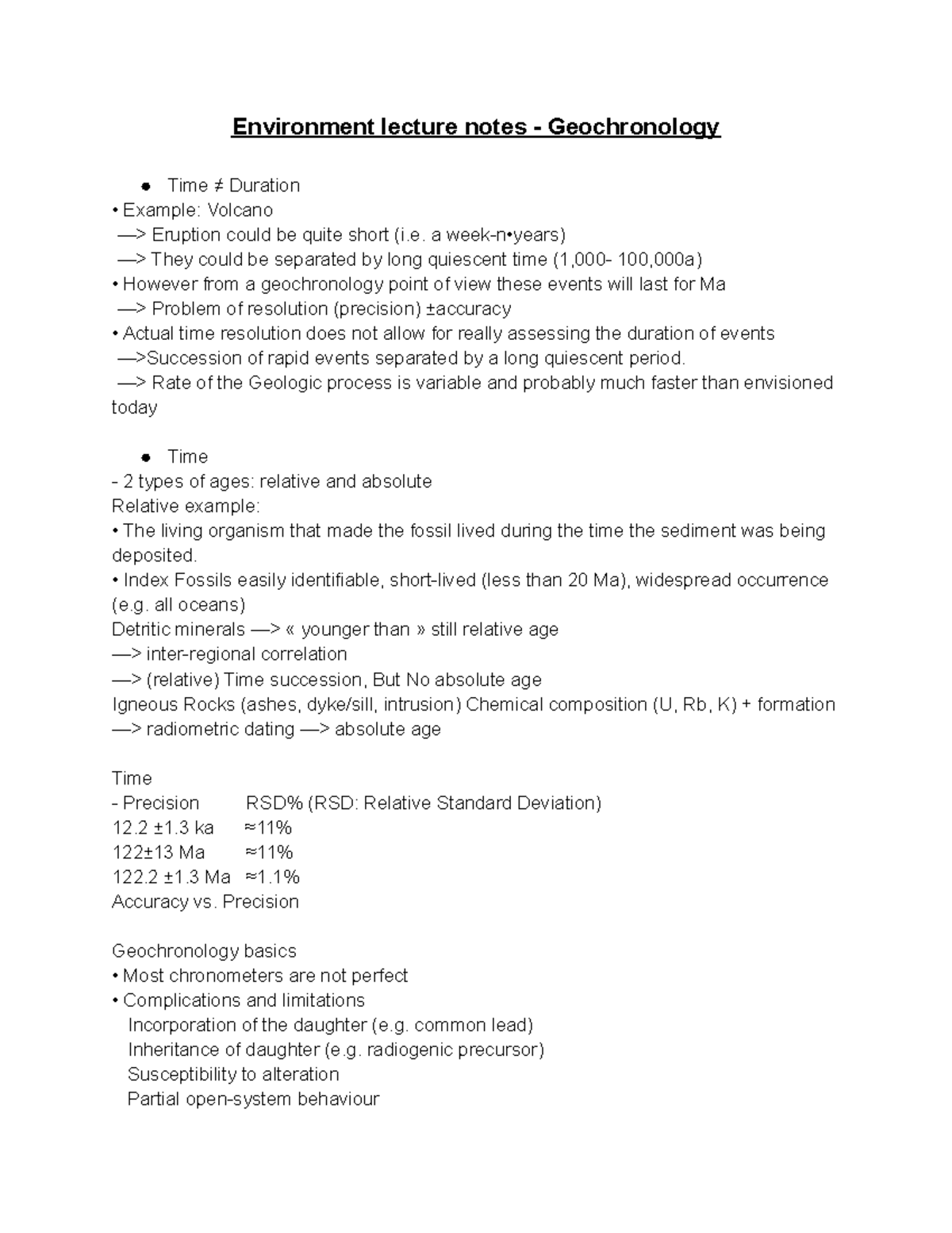 Environment lecture notes - Geochronology - a week-n•years) —> They ...