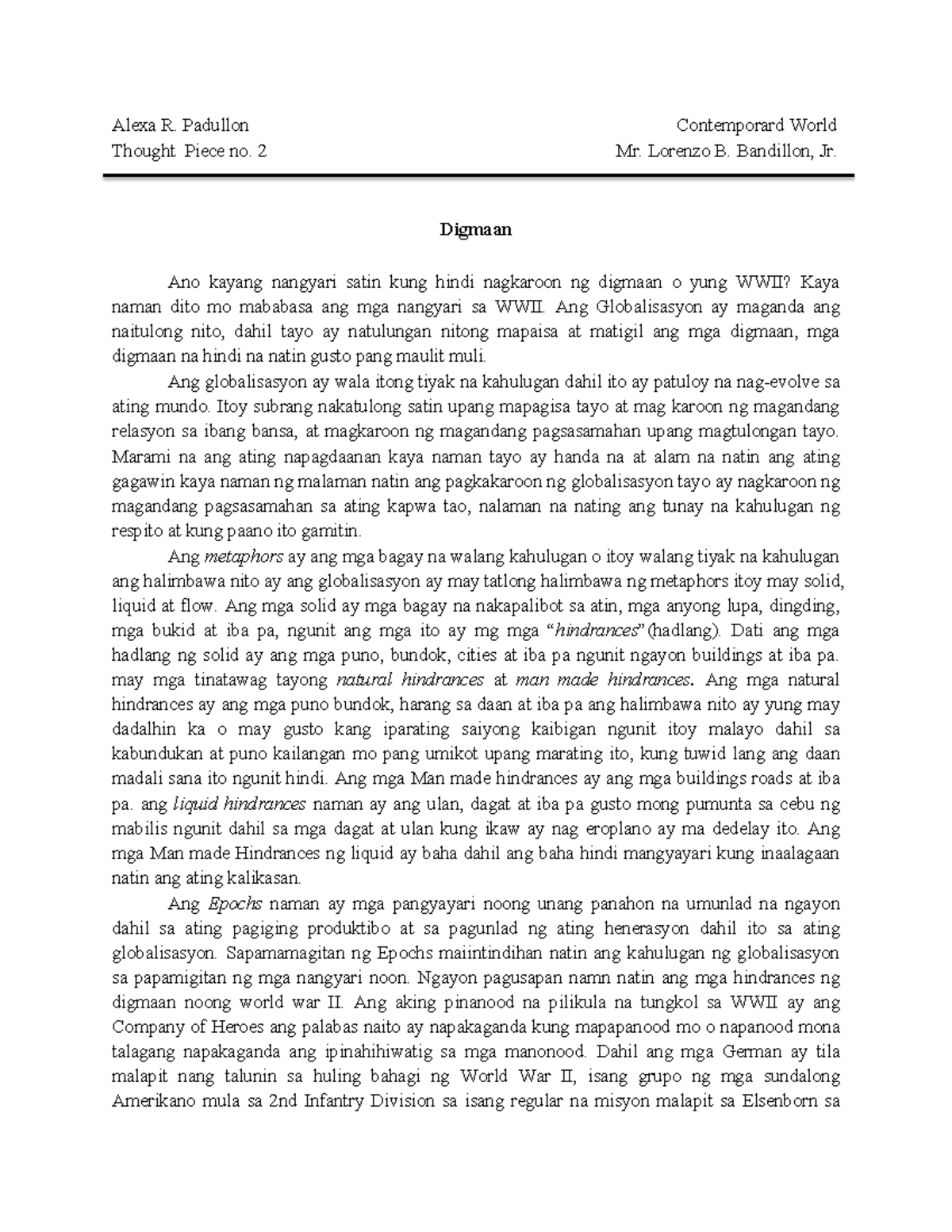 Padullon Alexa Thought- Piece-2 - Alexa R. Padullon Contemporard World ...