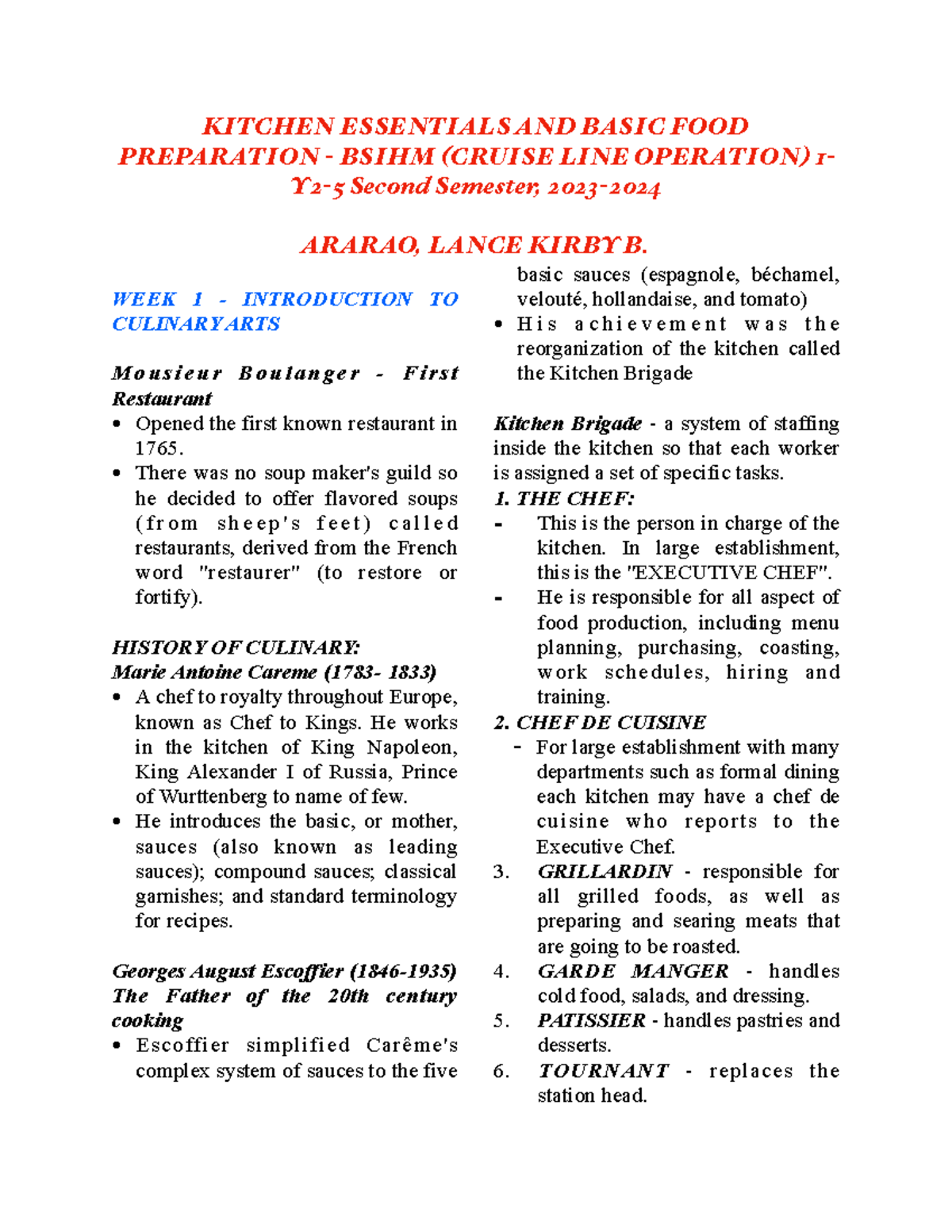 KEBF111 Prelims Reviewer - KITCHEN ESSENTIALS AND BASIC FOOD ...