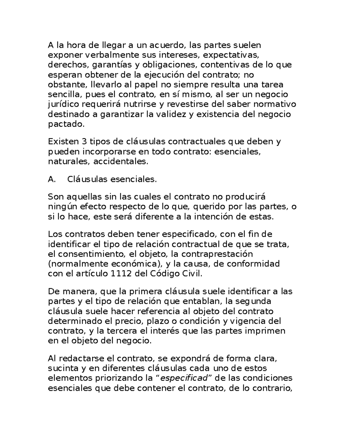 Clausulas de un contrato - A la hora de llegar a un acuerdo, las partes ...