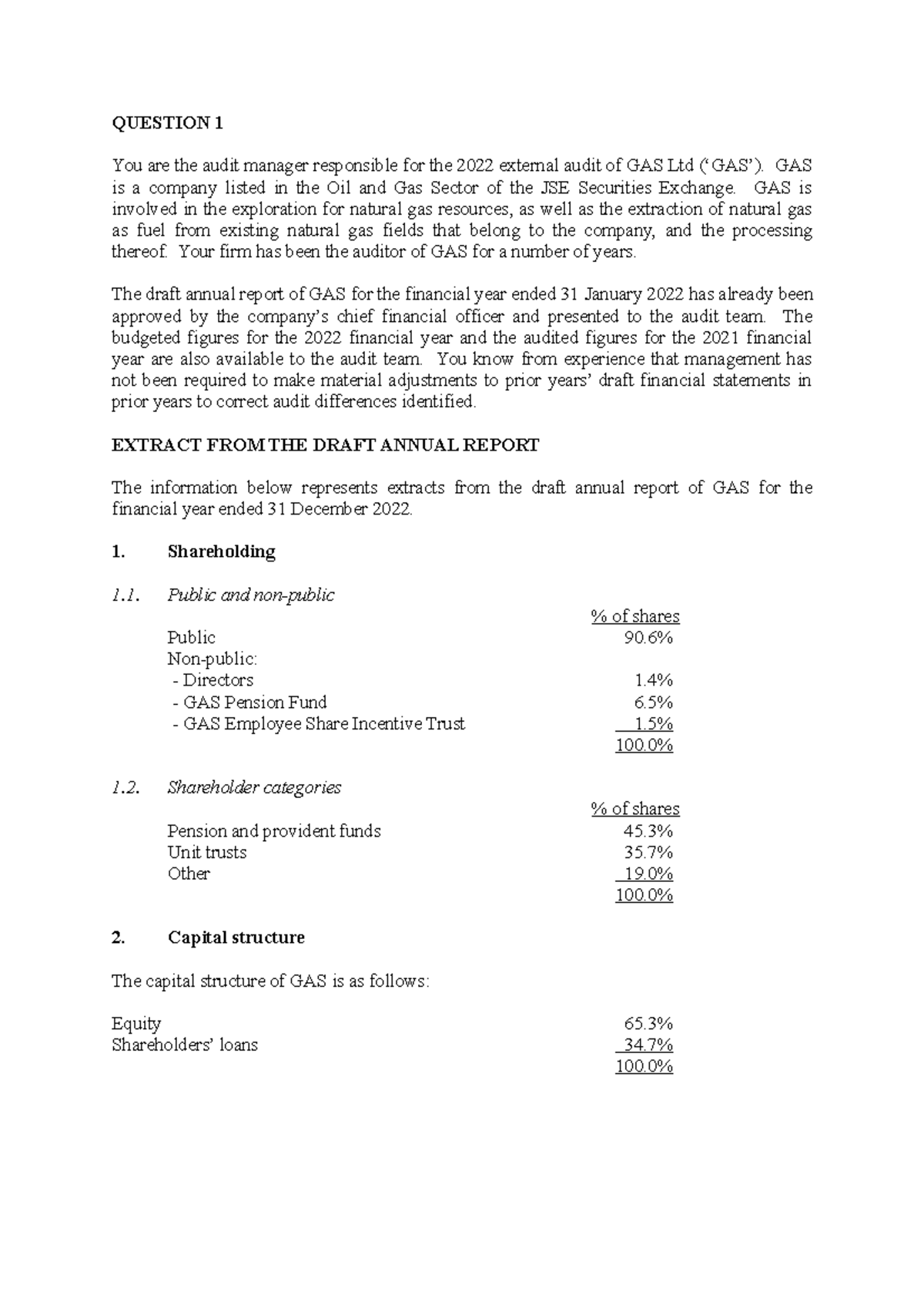 Materiality question - PRACTICE - QUESTION 1 You are the audit manager ...