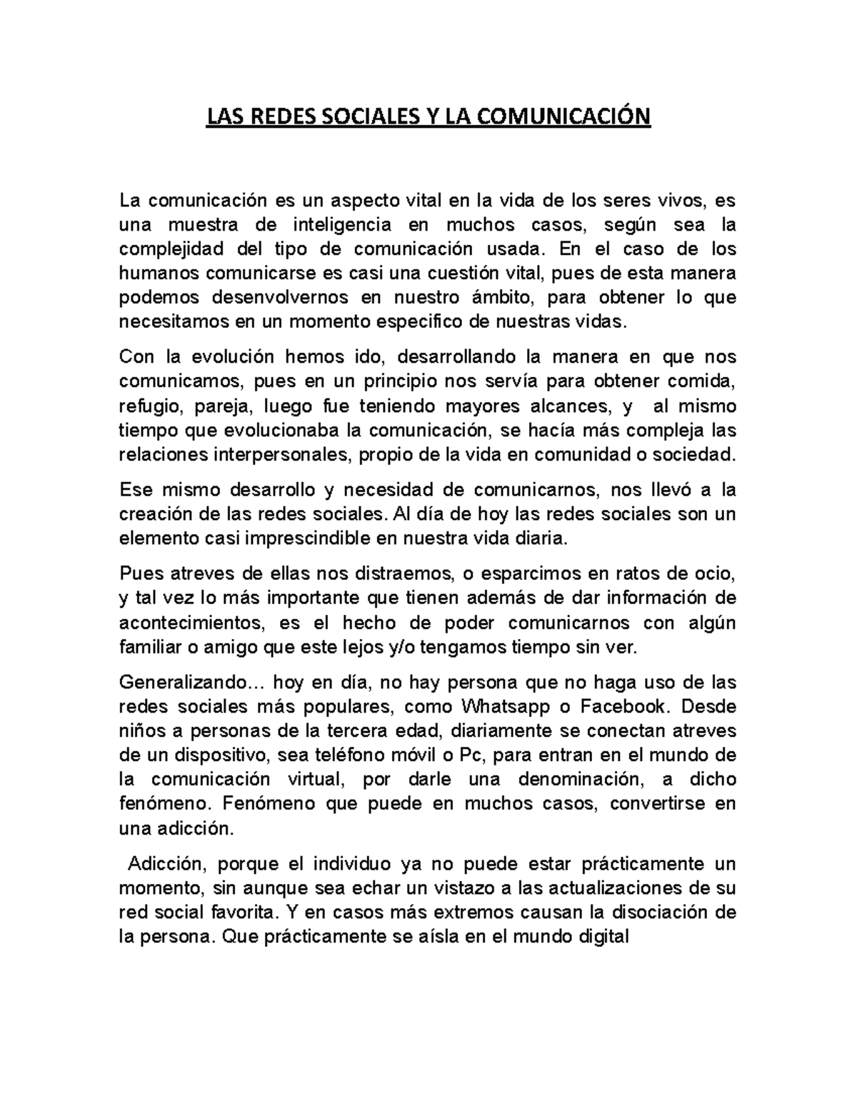 LAS Redes Sociales Y LA Comunicación - Lenguaje y Comunicacion - UNEFA ...