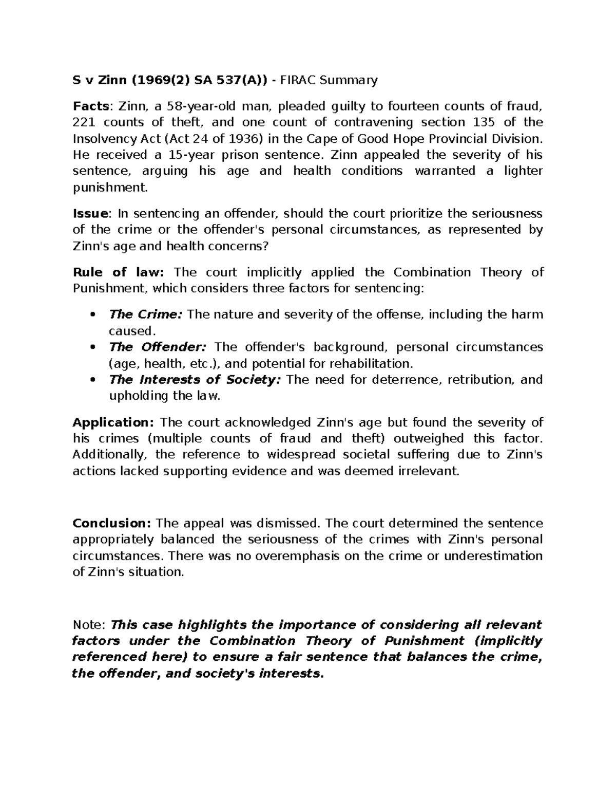 S v Zinn (1969( - case - S v Zinn (1969(2) SA 537(A)) - FIRAC Summary ...
