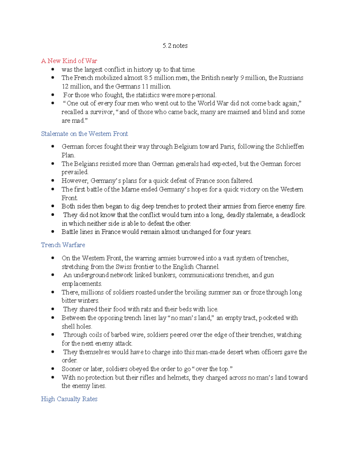 Notes 4 - 5 notes A New Kind of War was the largest conflict in history ...