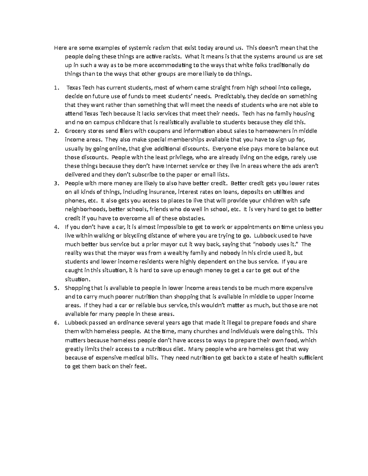 Systemic privilege and oppression - Here are some examples of systemic ...