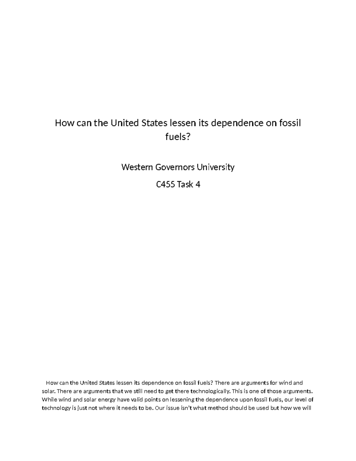 C455 Task 4 - Task 4 passing - How can the United States lessen its ...