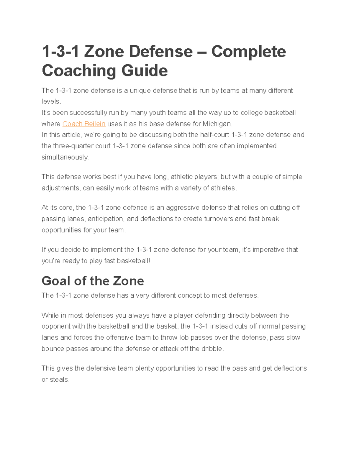 1-3-1 zone defense - It’s been successfully run by many youth teams all ...