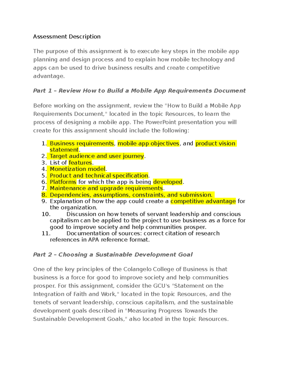 Assessment Description - Part 1 – Review How to Build a Mobile App Requirements Document Before ...