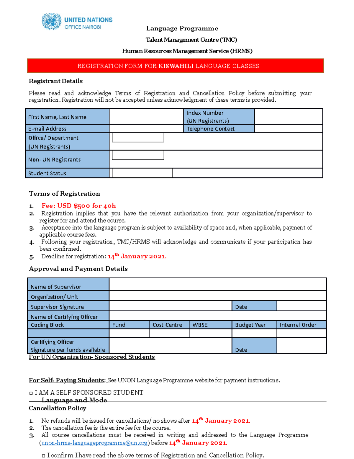 Kiswahili-registration-form-first-term-2021 2 - Language Programme ...