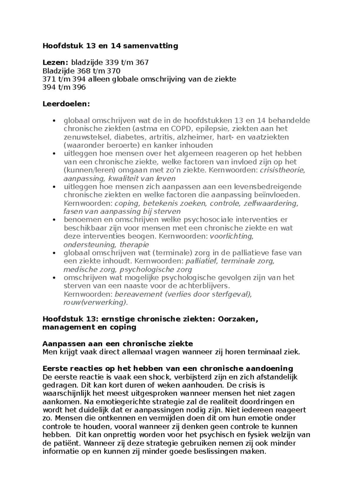 Hoofdstuk 13 en 14 samenvatting - Hoofdstuk 13 en 14 samenvatting Lezen: bladzijde 339 t/m 367 ...