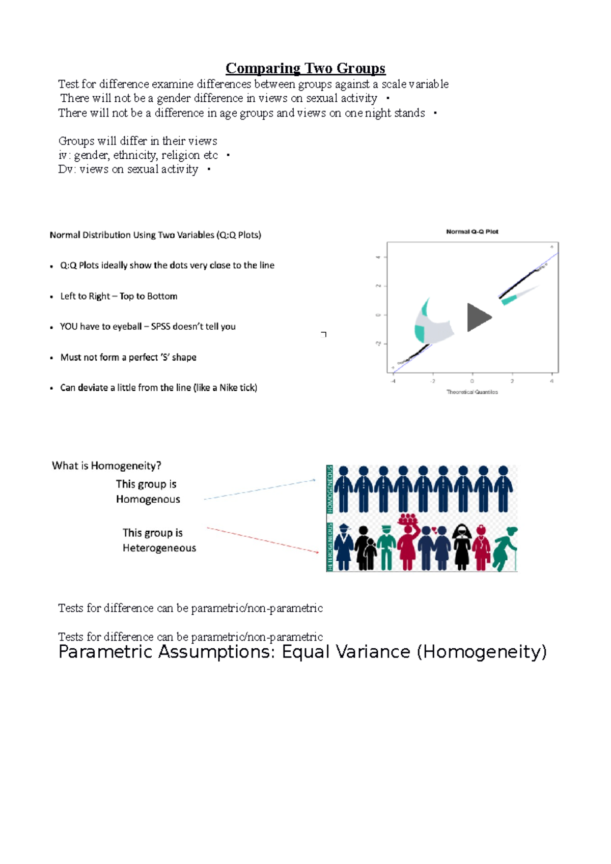 Comparing Two Groups docx - Comparing Two Groups Test for difference ...