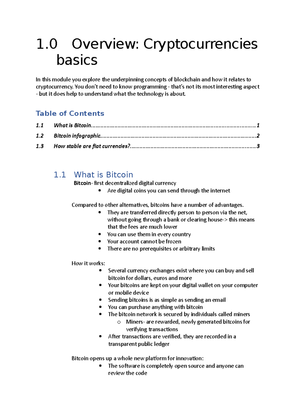 Module 1- cryptocurrencies basics - 1 Overview: Cryptocurrencies basics ...