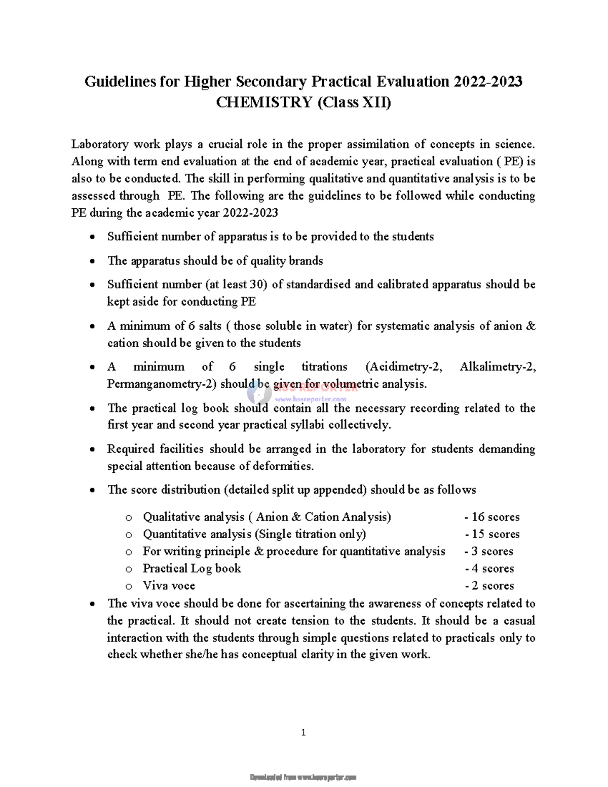 Hssrptr•Chemistry Practical Exam Guidelines 2022-2023 - 1 Guidelines for Higher Secondary ...