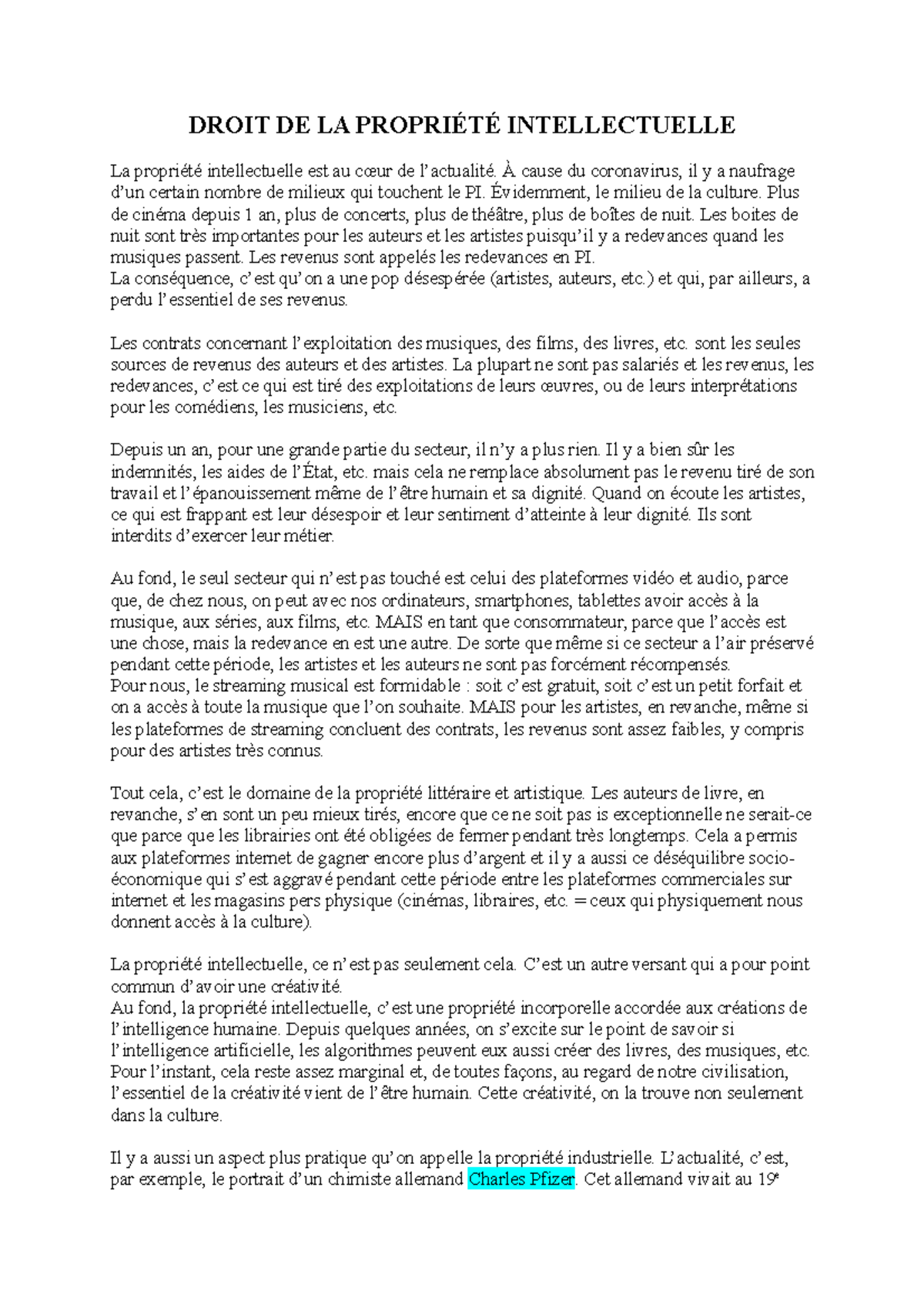 Droit de la propriété intellectuel - DROIT DE LA PROPRIÉTÉ ...