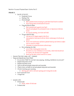 Nutrition Focused Physical Exam Outline Part 3 - ̄ Good moisture, no ...