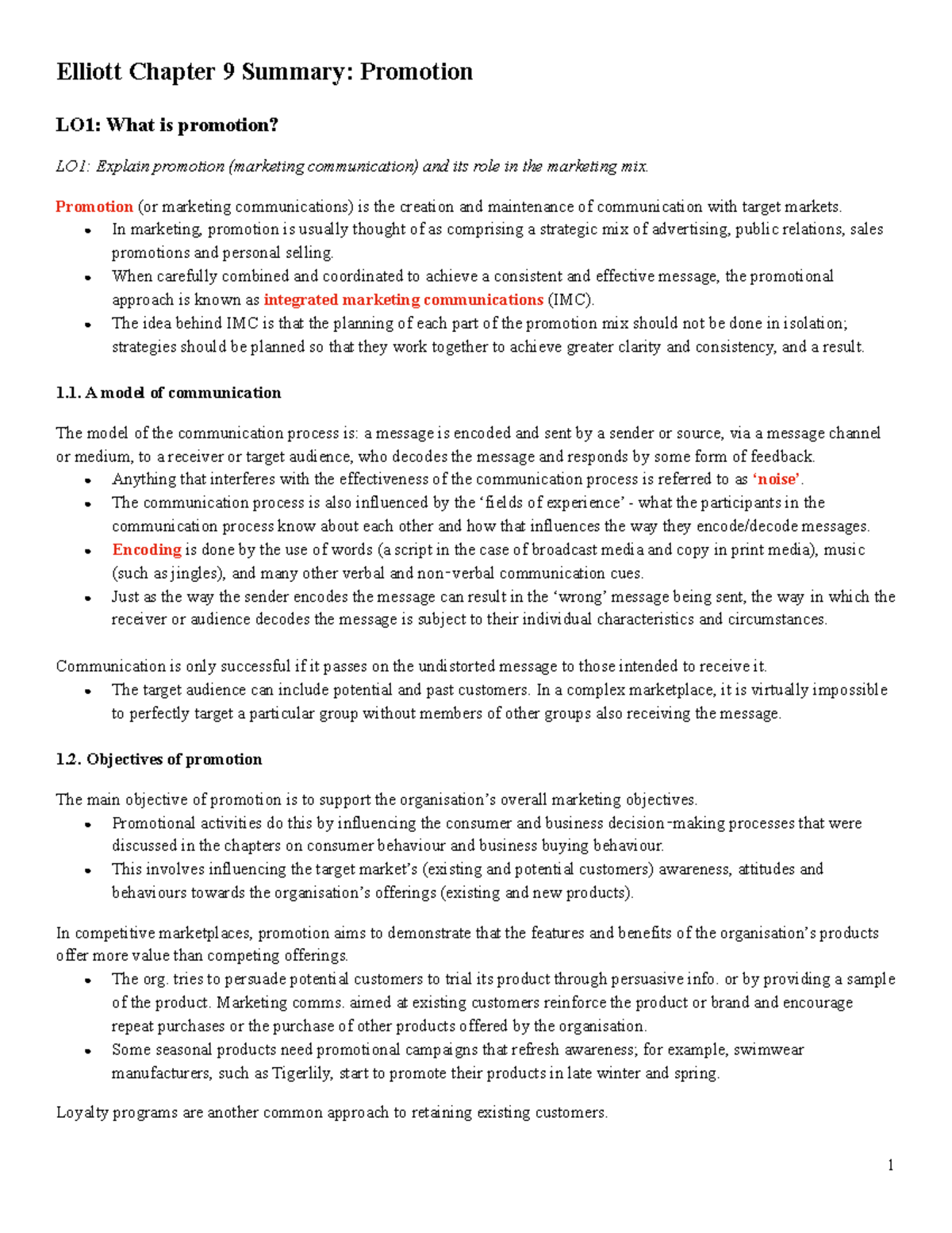 MF 24108: HD Elliott (2020) Chapter 9 Summary - Promotion - LO1: What ...