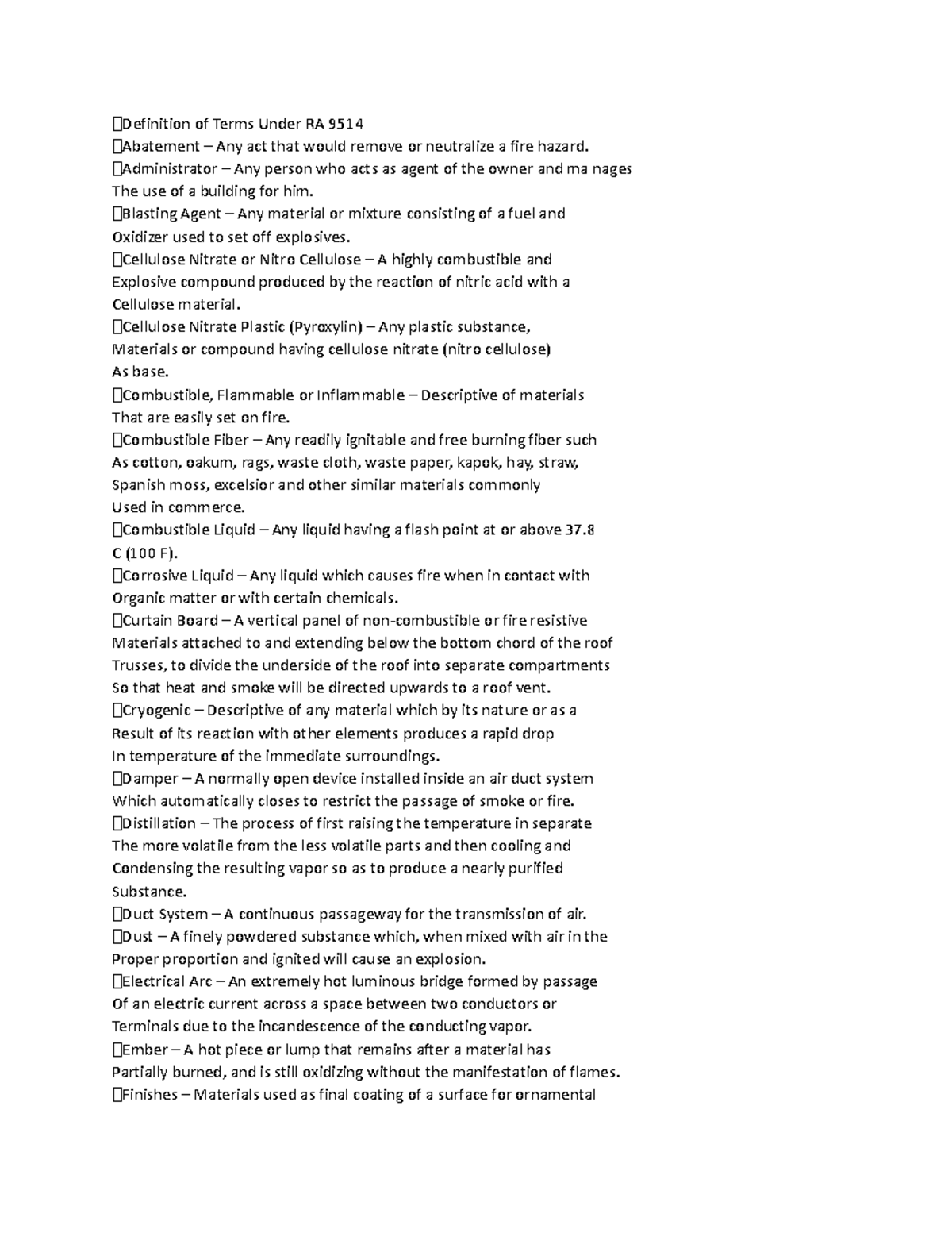 RA 9514 - LEA - 🐀Definition of Terms Under RA 9514 🐀Abatement – Any act ...