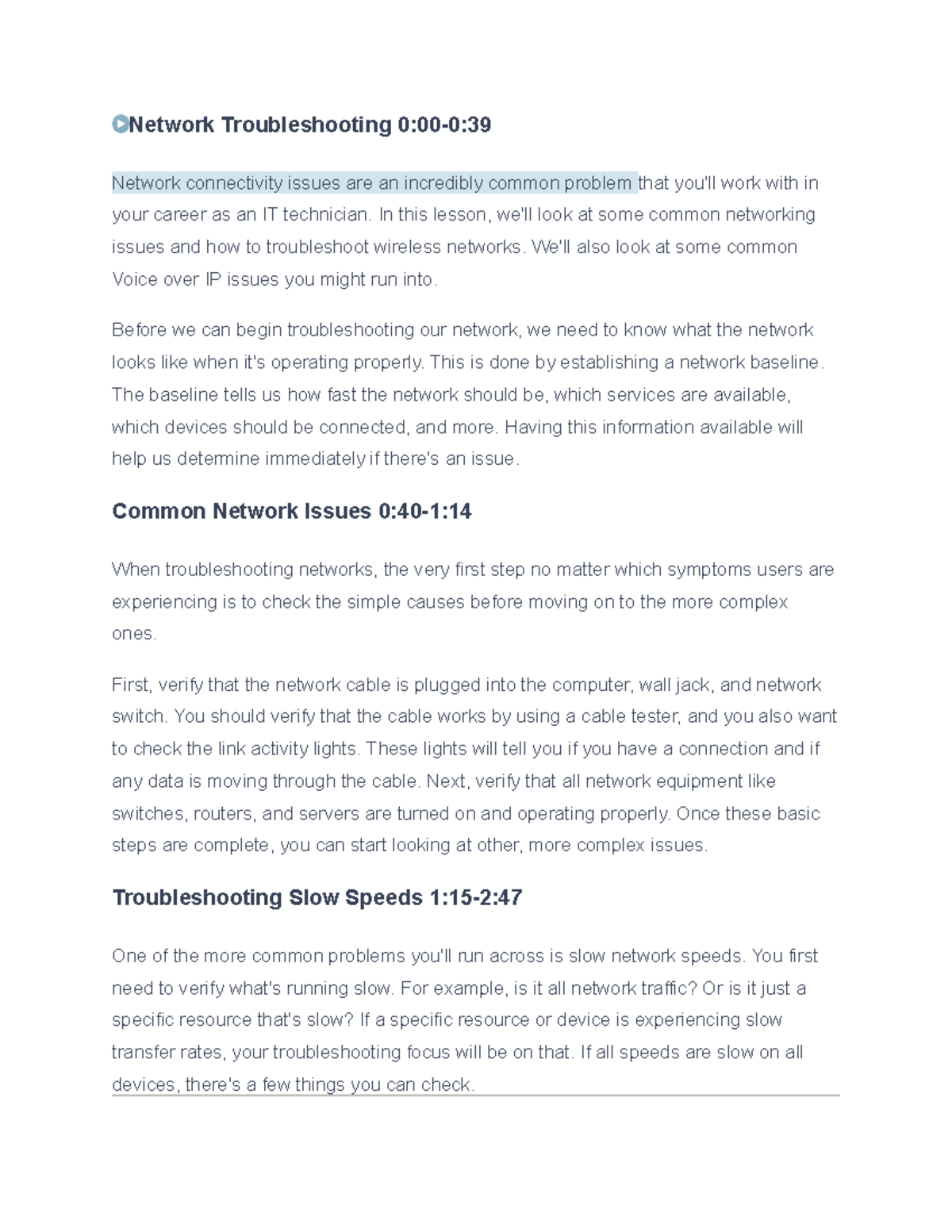 11.9.1 Network Troubleshooting - Network Troubleshooting 0:00-0 ...