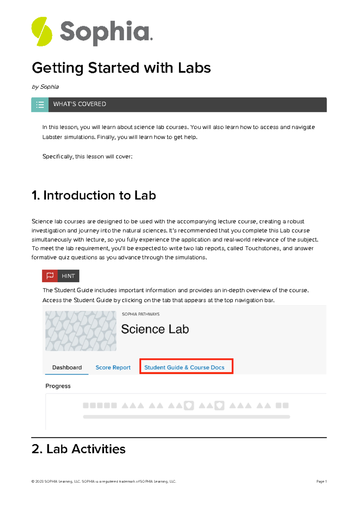Getting started with labs - Getting Started with Labs by Sophia In this lesson, you will learn ...