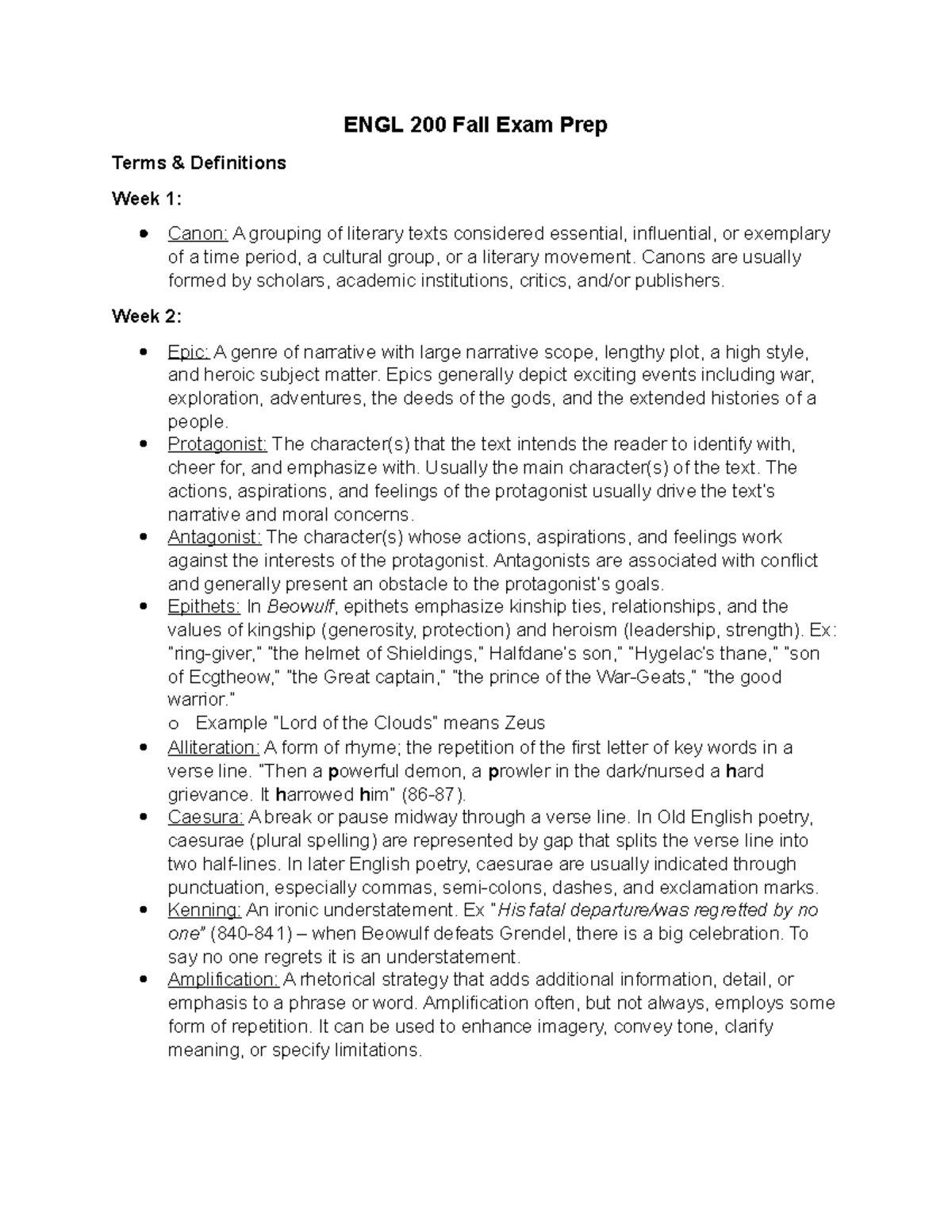 ENGL 200 Fall Exam Prep - ENGL 200 Fall Exam Prep Terms & Definitions ...