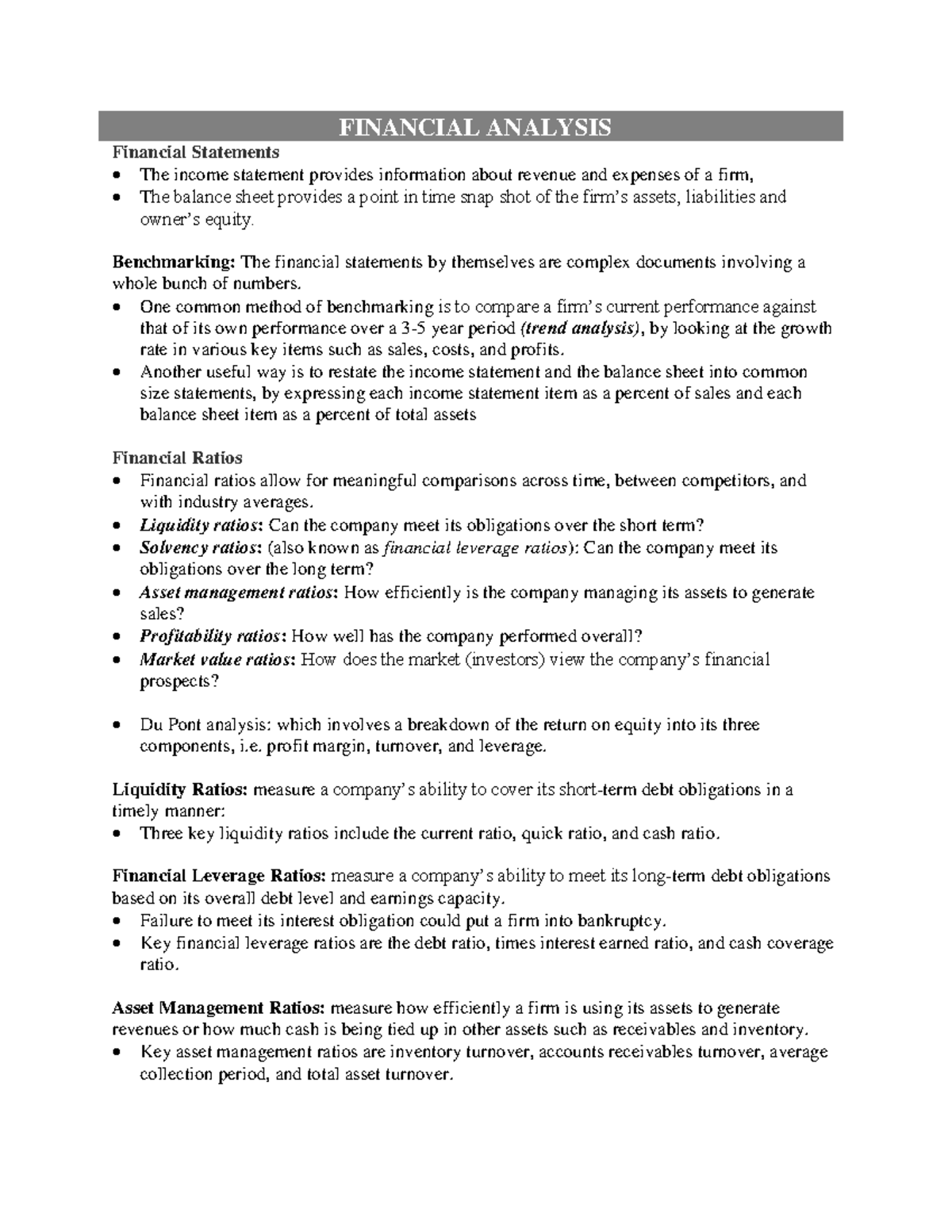 Financial statement analysis - FINANCIAL ANALYSIS Financial Statements ...