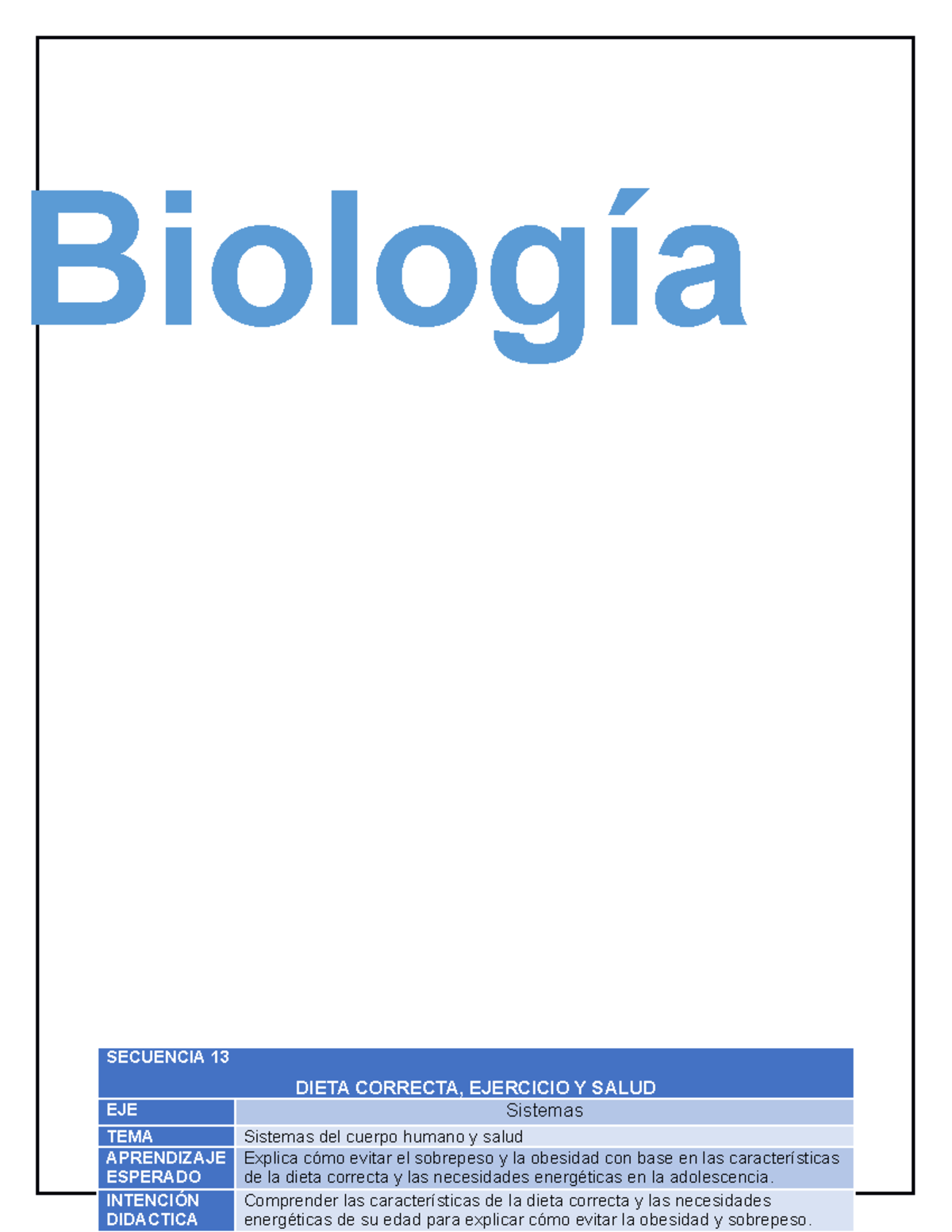 Biologia Secuencia 13 - ACTIVIDADES - Biología SECUENCIA 13 DIETA ...