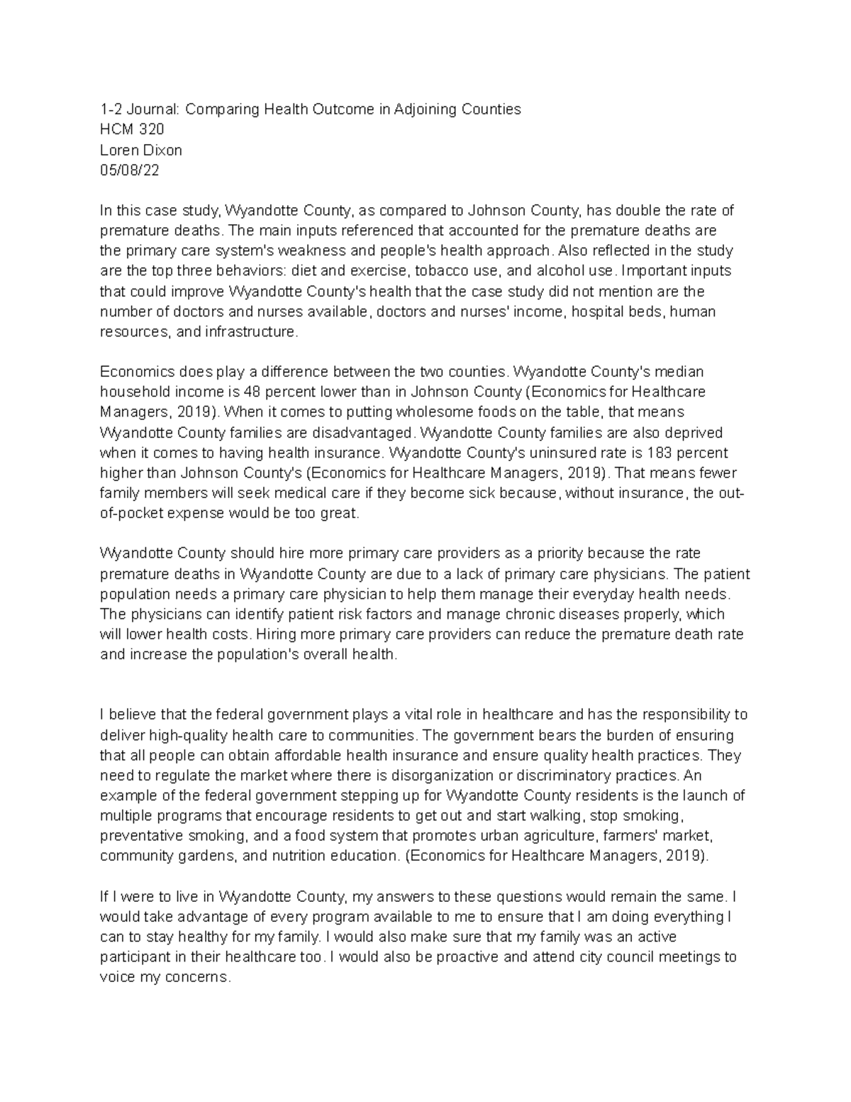 1-2 Journal- Comparing Health Outcome in Adjoining Counties - The main ...