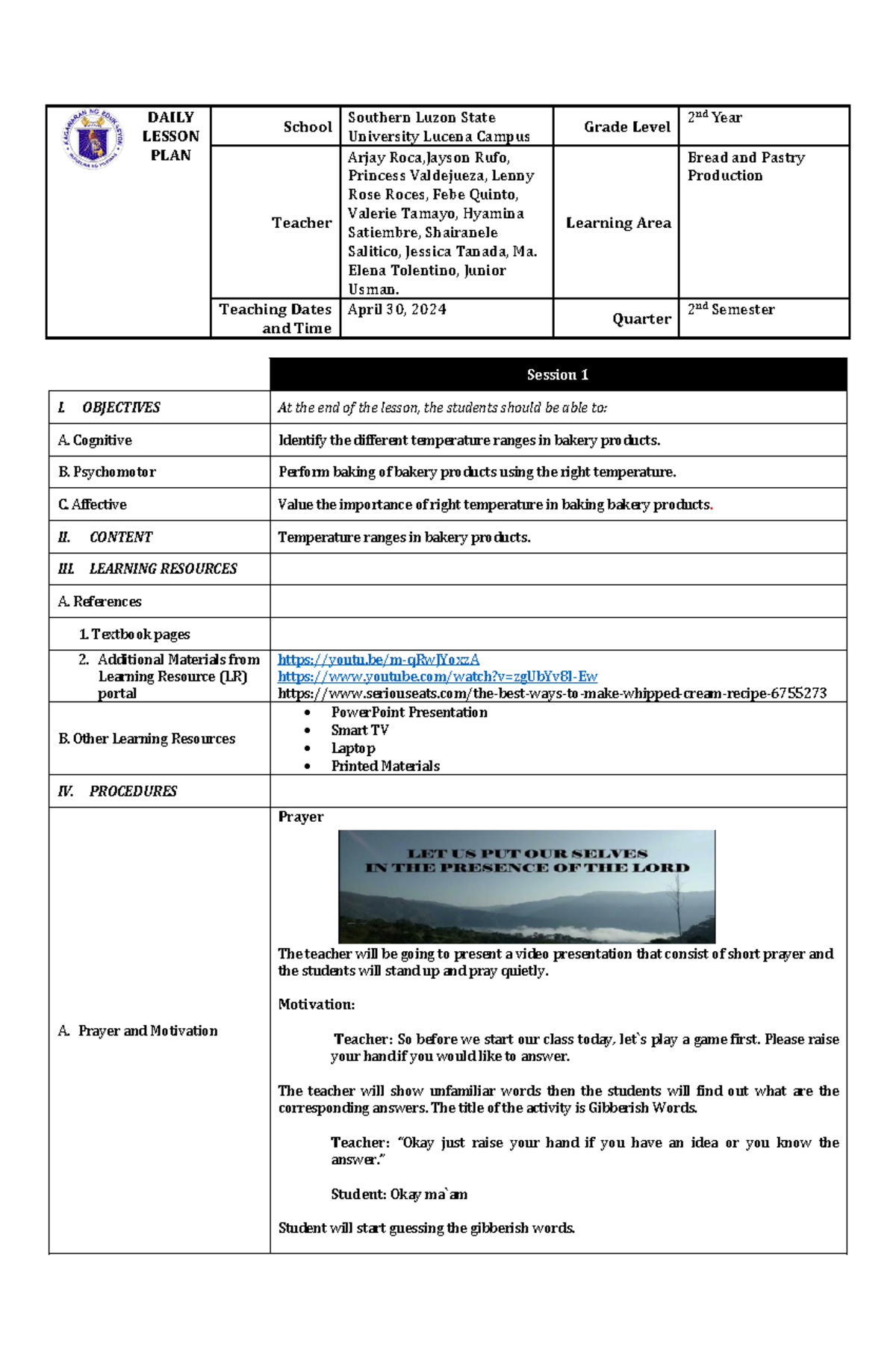 Group-3- Lesson-PLAN - Thanks - DAILY LESSON PLAN School Southern Luzon ...