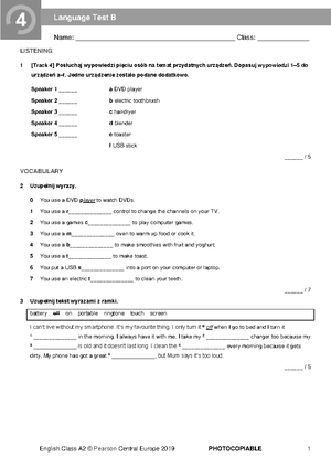EC A2 Tests - Language Test 7A - Name ...