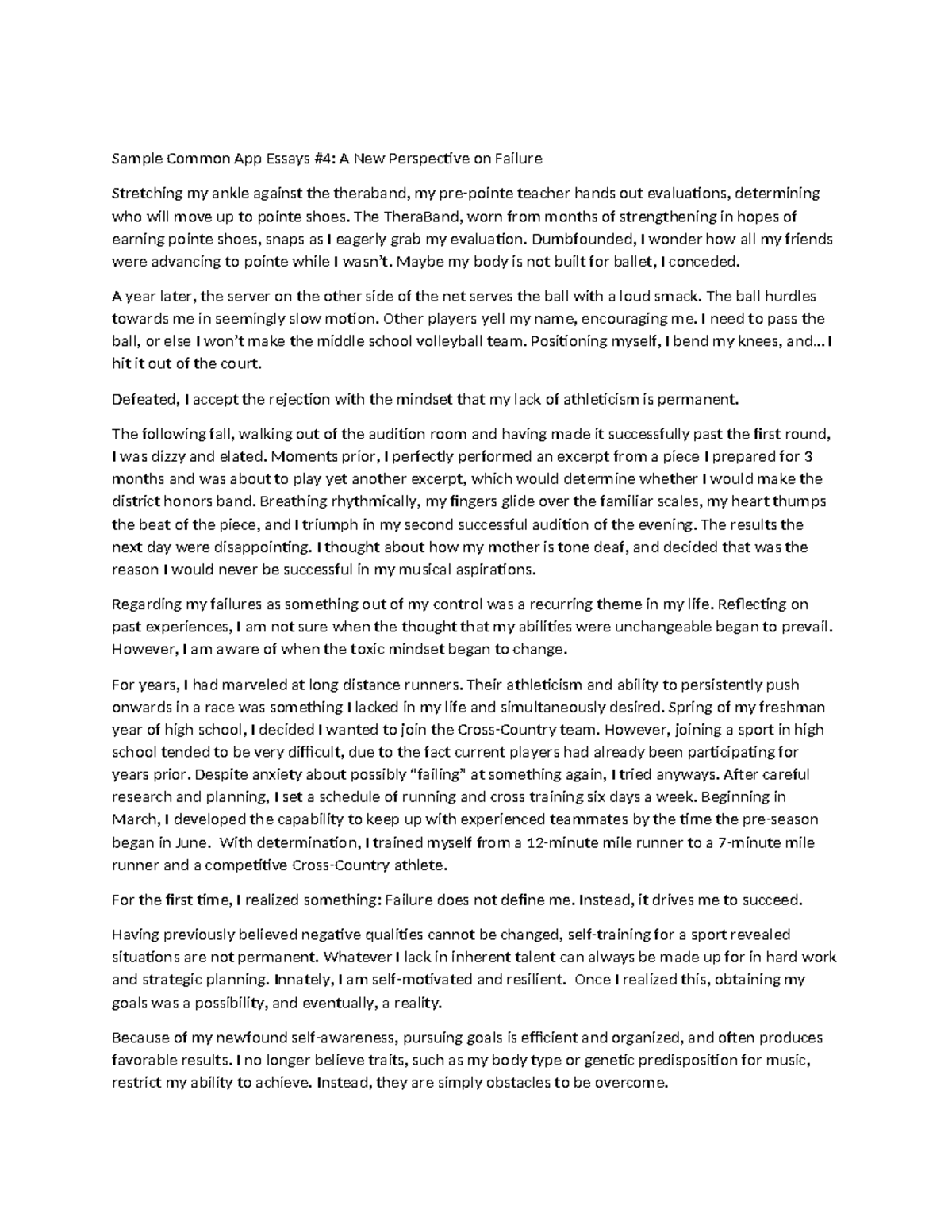 Sample+college+essay+prompts - Sample Common App Essays #4: A New ...