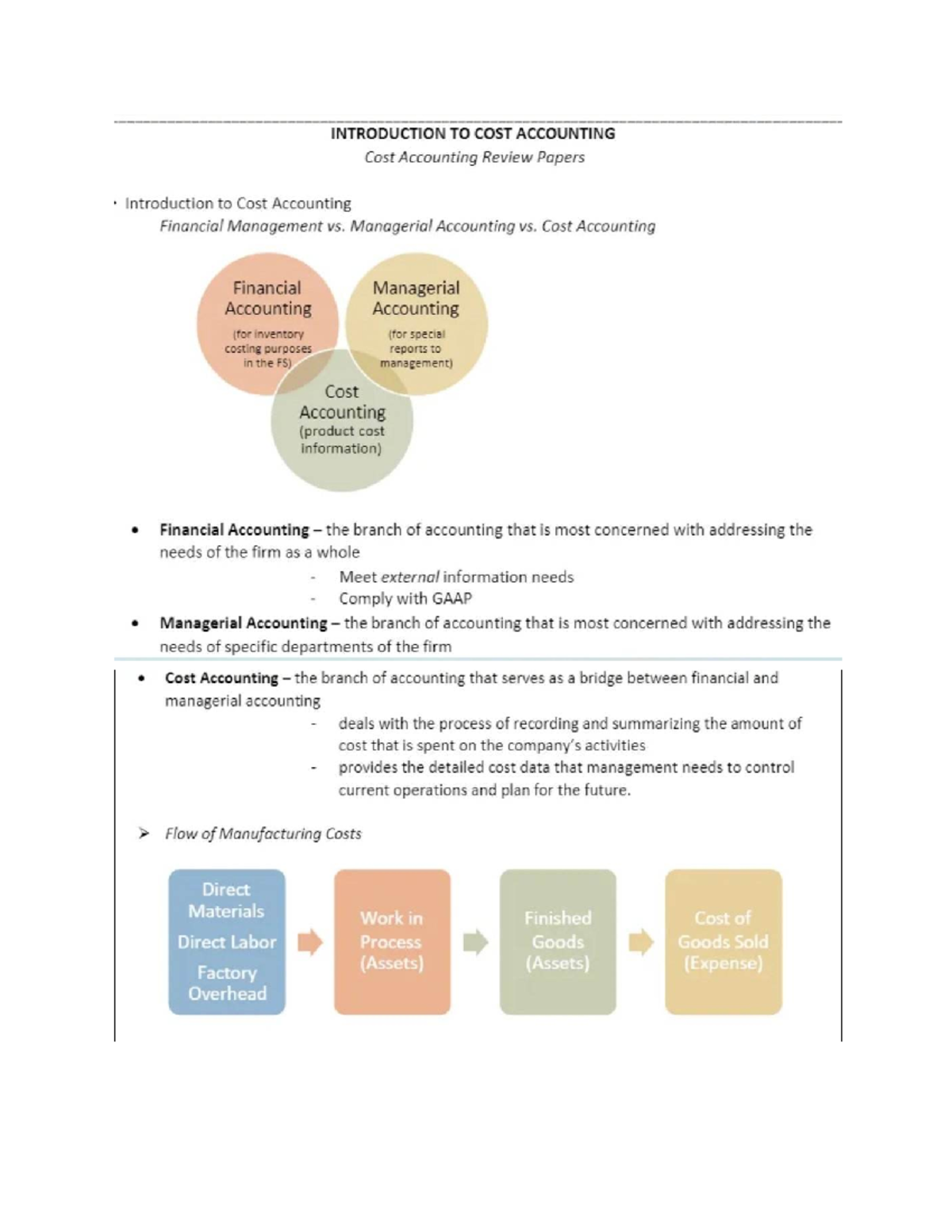 CAa C Reviewer - Summaries and Descriptions of Cost Accounting and ...