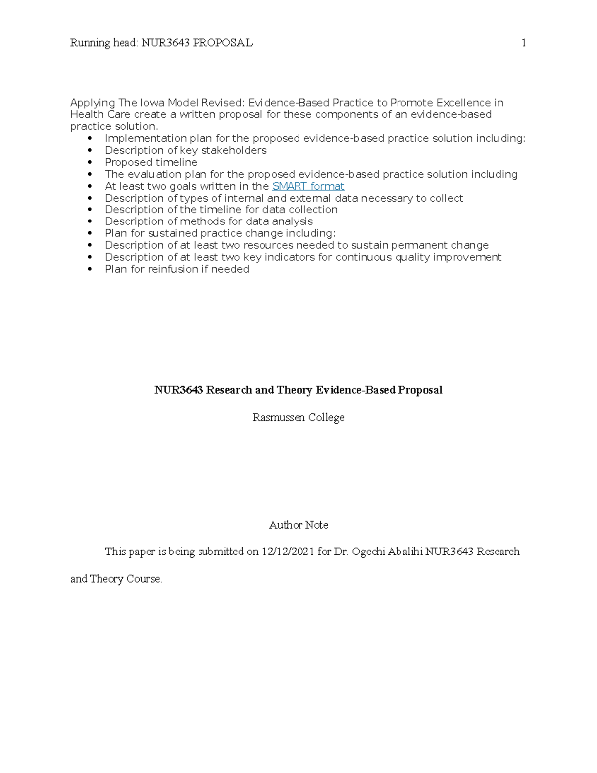 Module 10 Final Course Project 121621 - NUR3643 - Studocu