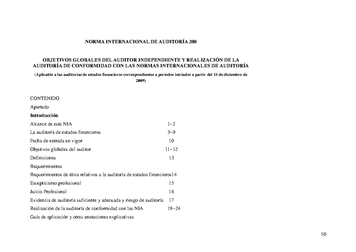 6 - NIA 200 - NIA 200 - NORMA INTERNACIONAL DE AUDITORÍA 200 OBJETIVOS ...