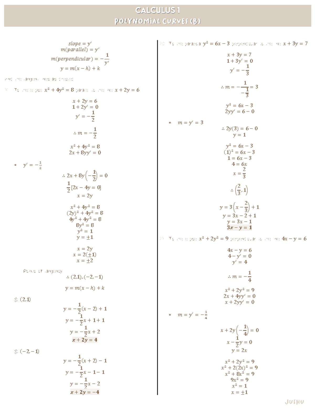 Polynomial Curves (b) - Calculus 1 - PangSU - Studocu