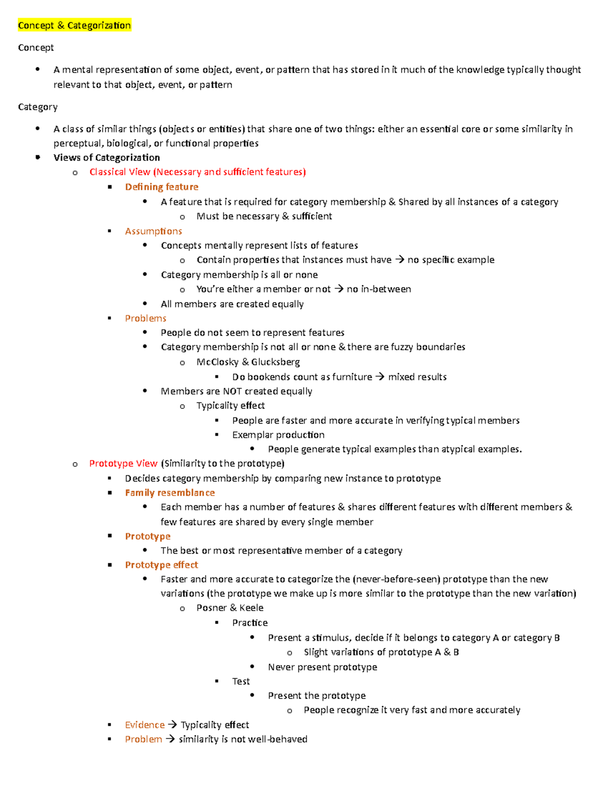 Concept & categorization - Concept & Categorization Concept A mental representation of some ...