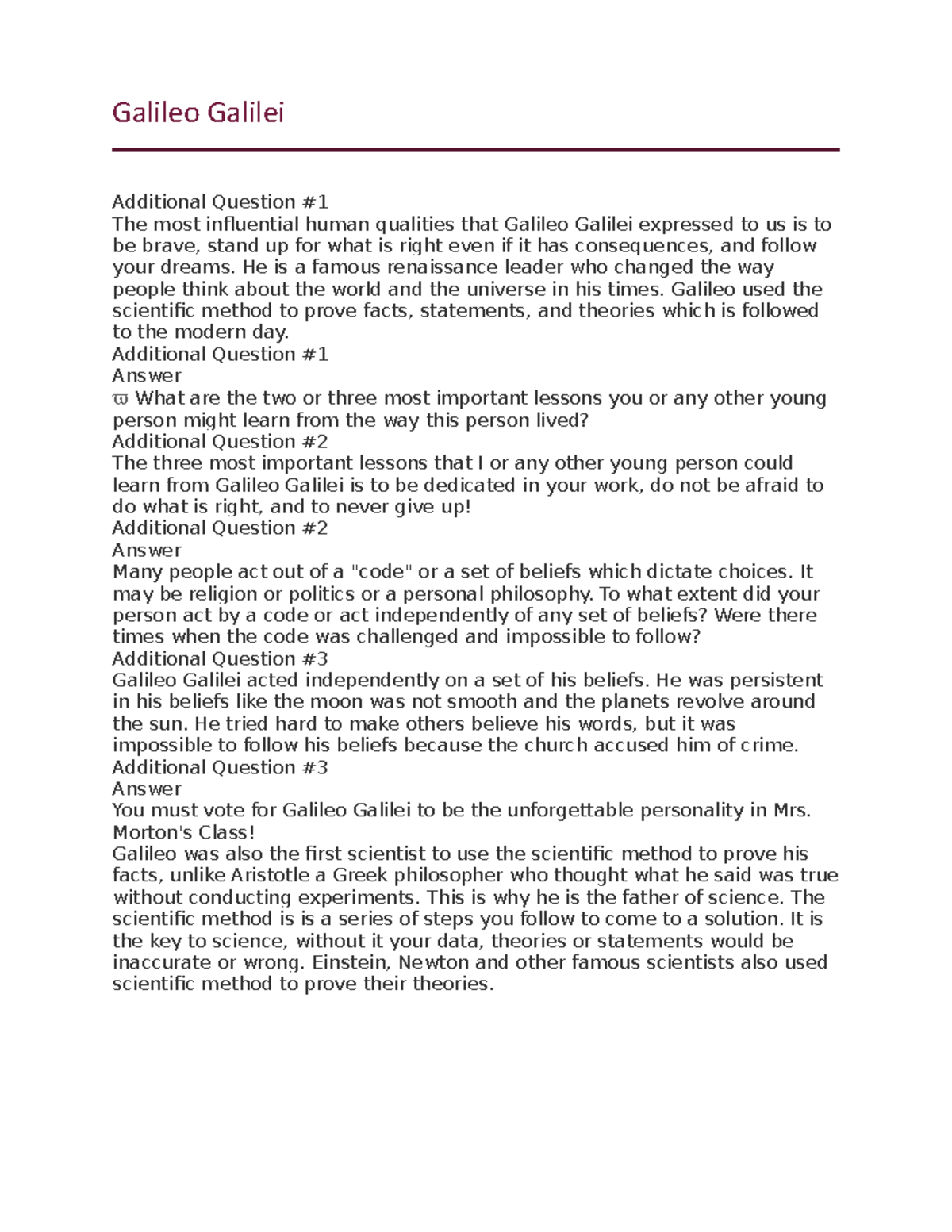 Galileo Galilei 3 - Lecture notes 3 - Galileo Galilei Additional ...