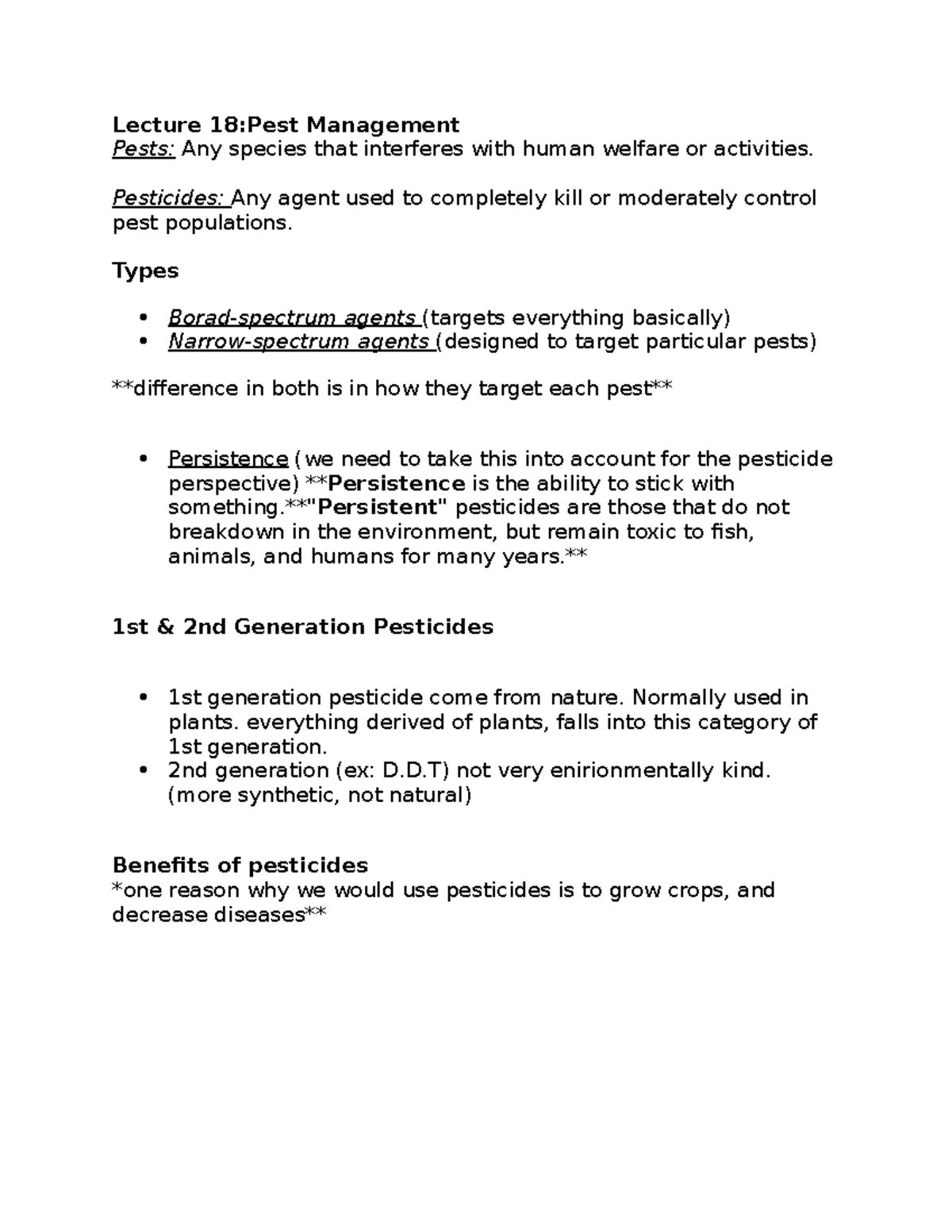 18- PEST Management - Lecture 18:Pest Management Pests: Any species ...