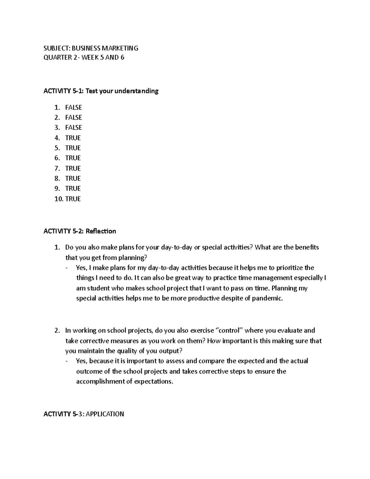 WEEK 5-6 Marketing - CONTAINS ACTIVITIES LIKE ESSAYS, REFLECTIONS AND ...