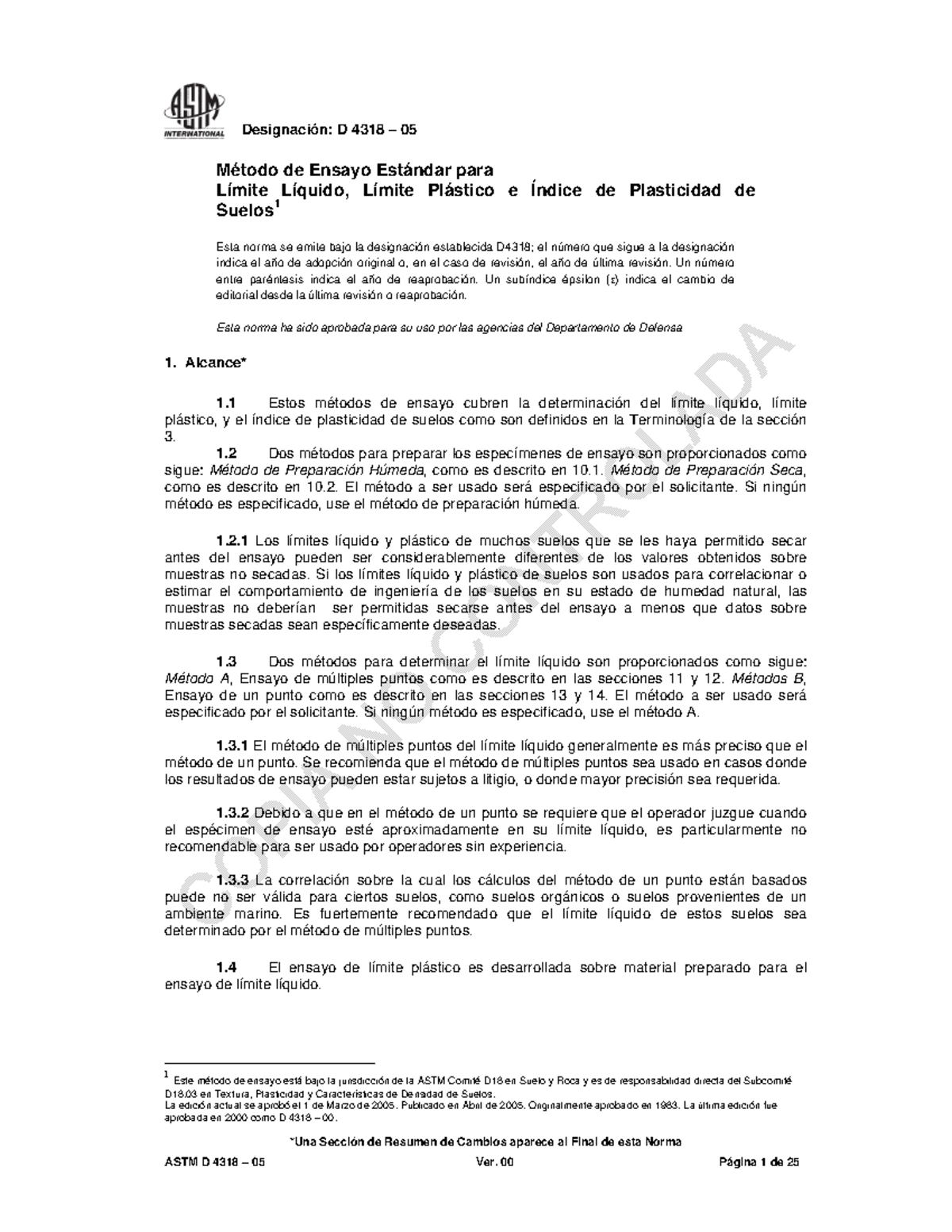 03 D4318-05 Limite Líquido, Plástico - Designación: D 4318 – 05 Método ...