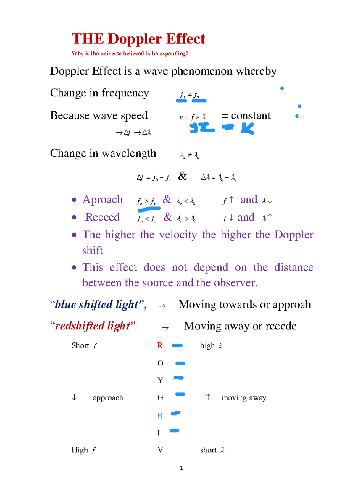 Lecture 2 SPHB021 2022.pdf - THE Doppler Effect Why is the universe ...
