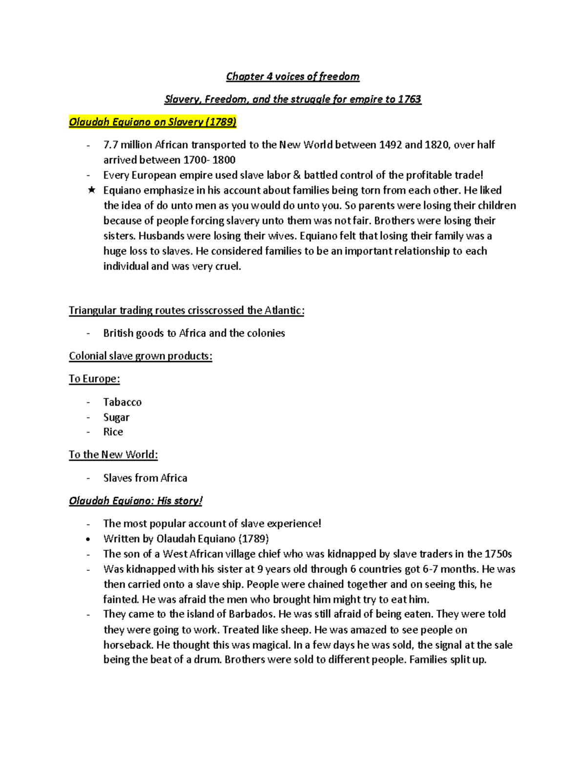 VOF, GML, History 17A, CH4 - Chapter 4 voices of freedom Slavery ...