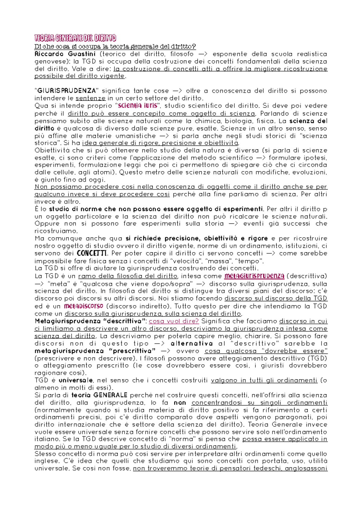 Teoria Generale del Diritto - TEORIA GENERALE DEL DIRITTO Di che cosa ...