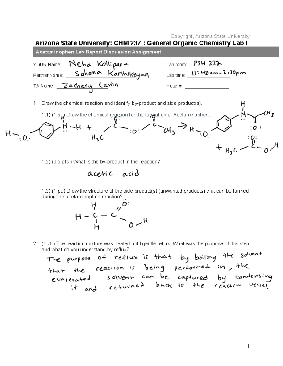 Acetaminophen Lab Report DQ - Copyright, Arizona State University ...