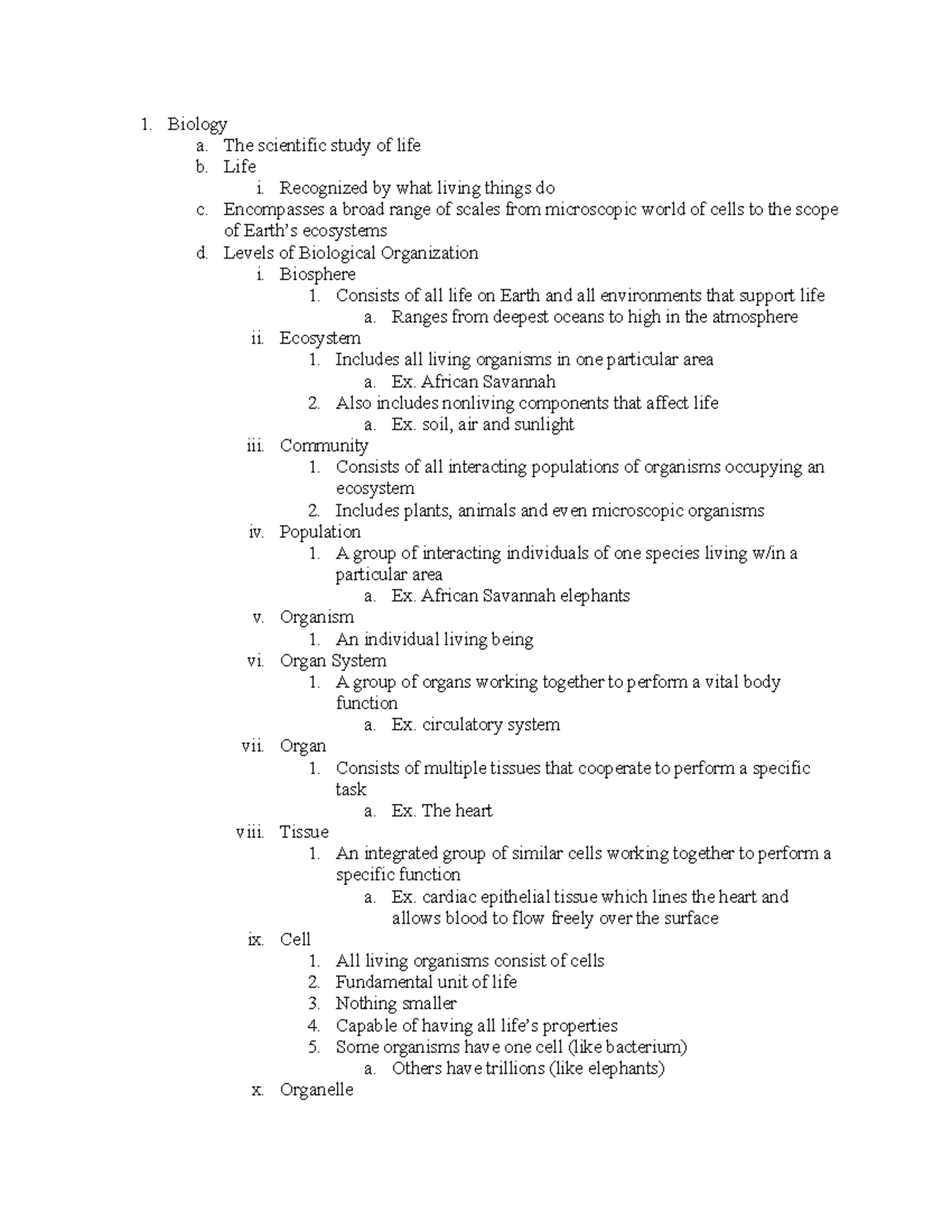 1. An Introduction to the Science of Life - Biology a. The scientific ...