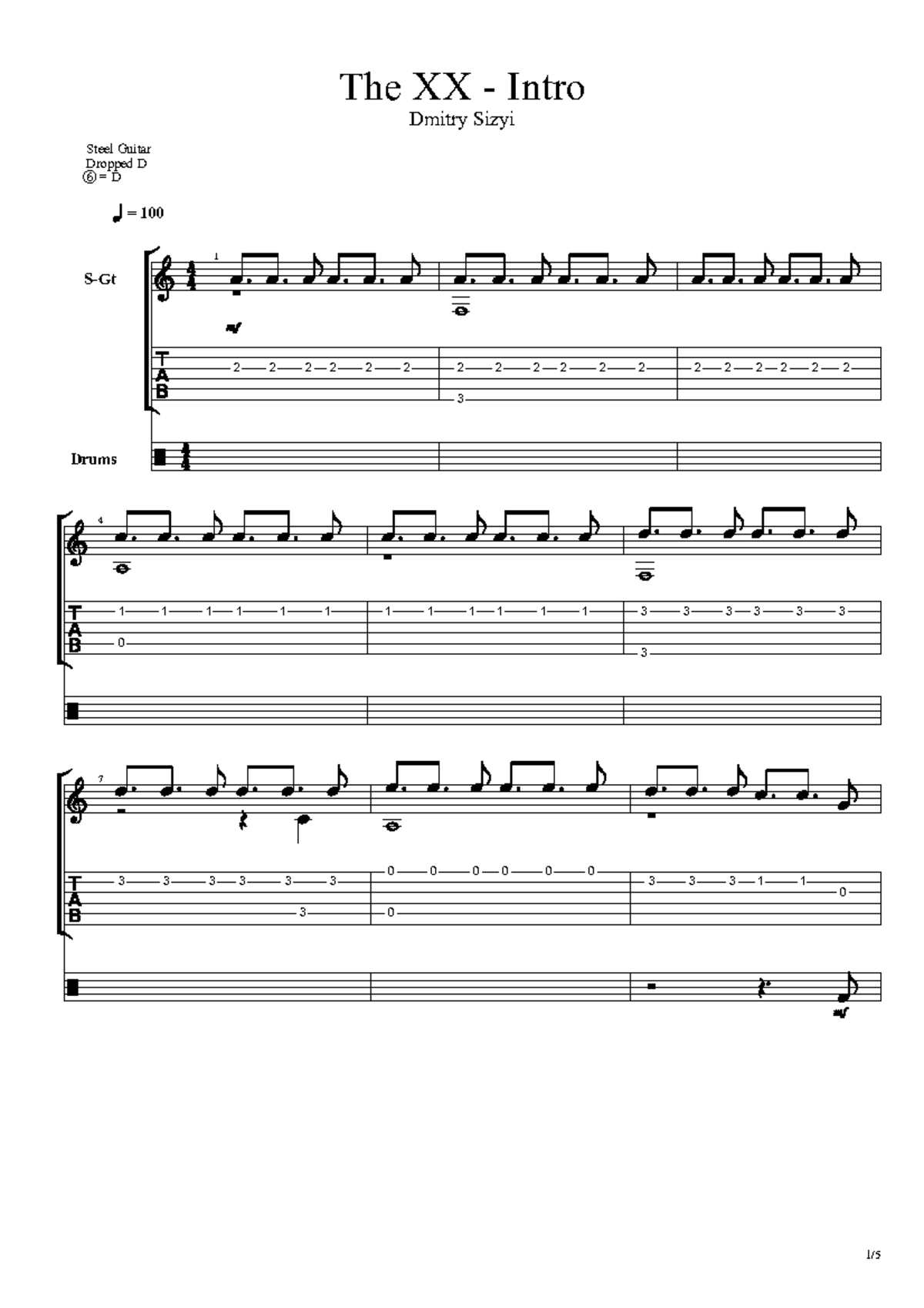 The XX - Intro - The XX - Intro Dmitry Sizyi = 100 Steel Guitar Dropped ...