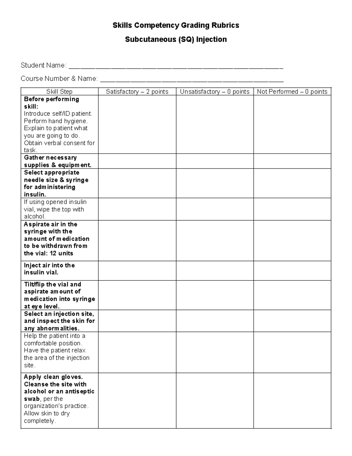 Skills Competency SQ Injection Grading Rubric - Skills Competency ...