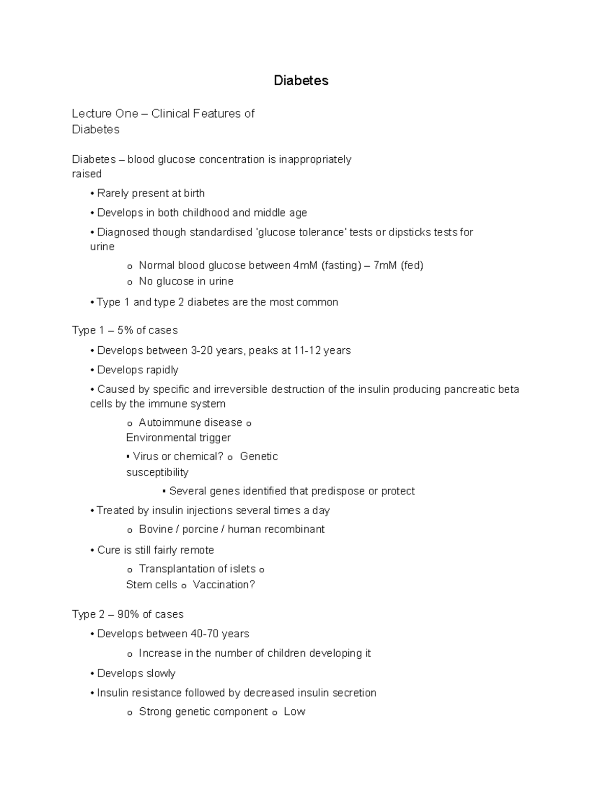 MIMS-Notes[ 14290 ] - Diabetes Lecture One – Clinical Features of ...