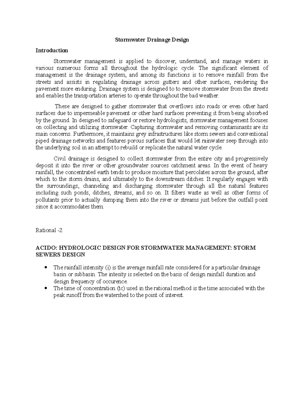 Stormwater Drainage Design - Stormwater Drainage Design Introduction ...